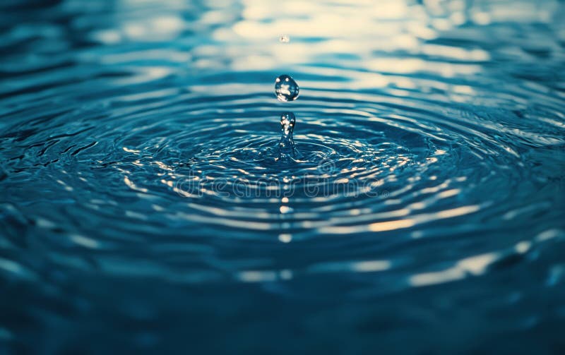 A Drop of Water is Gently Falling into a Still Pool of Water Stock ...