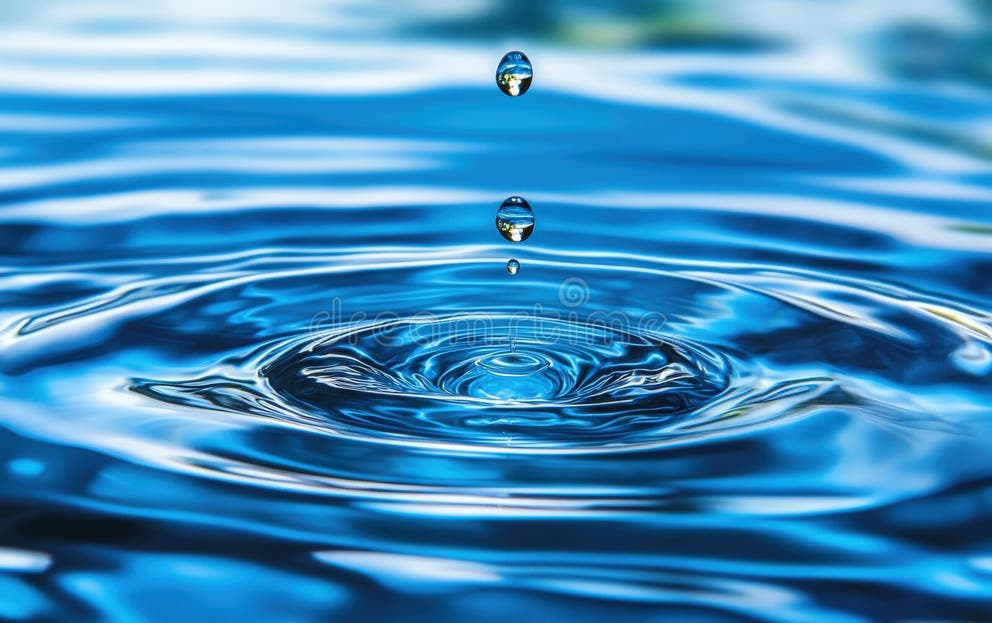A Drop of Water is Gently Falling into a Still Pool of Water Stock ...
