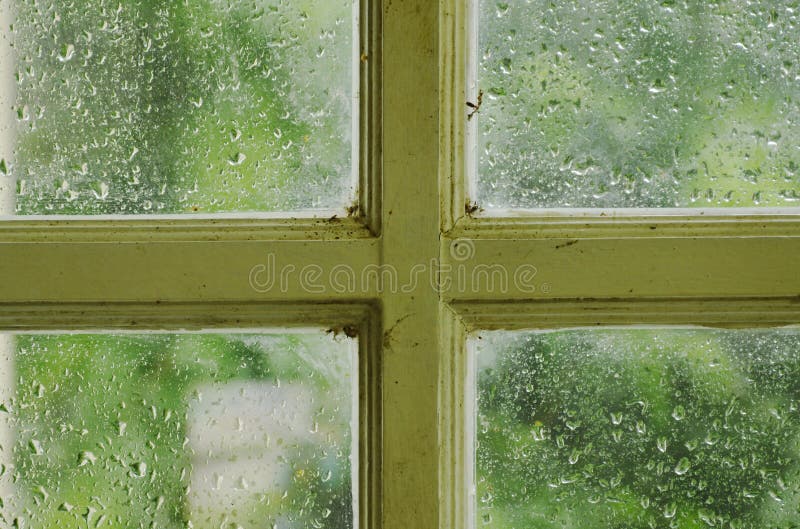 Drop of Water on Glass Window Frame in Rainy Day Stock Photo - Image of ...
