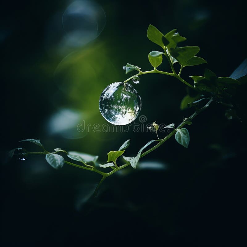 A Drop of Water is Hanging from a Branch Stock Illustration ...