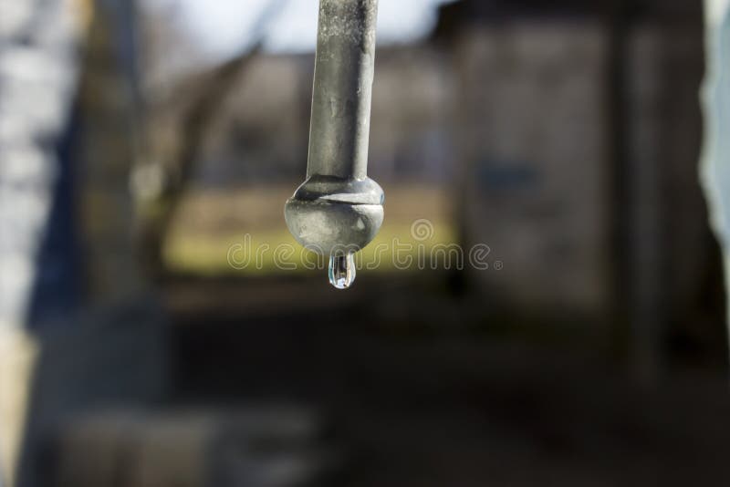 Drop Water Hanging at the Tip of the Iron Rod Stock Image - Image of ...