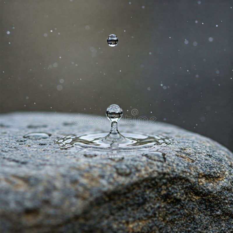 A Drop of Water Hovered Over the Stone at the Moment of Falling. Stock Image - Image of focus ...