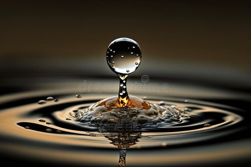 A Drop of Water with an Orange Substance Floating in it. Stock ...