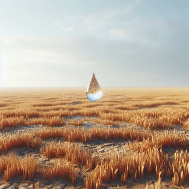A Drop of Water Over a Dry Field. Stock Photo - Image of desert ...