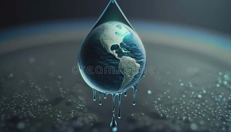 A Drop of Water with a Picture of the Earth Stock Illustration ...