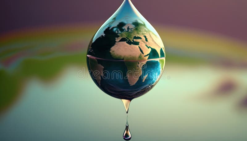 A Drop of Water with a Picture of the Earth Stock Illustration ...