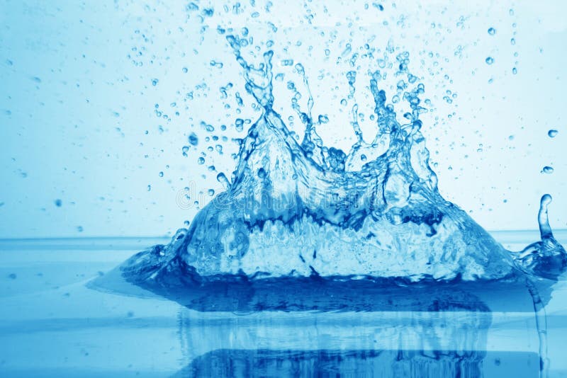 Drop of Water in Puddle in Blue Stock Photo - Image of drop, freshness ...