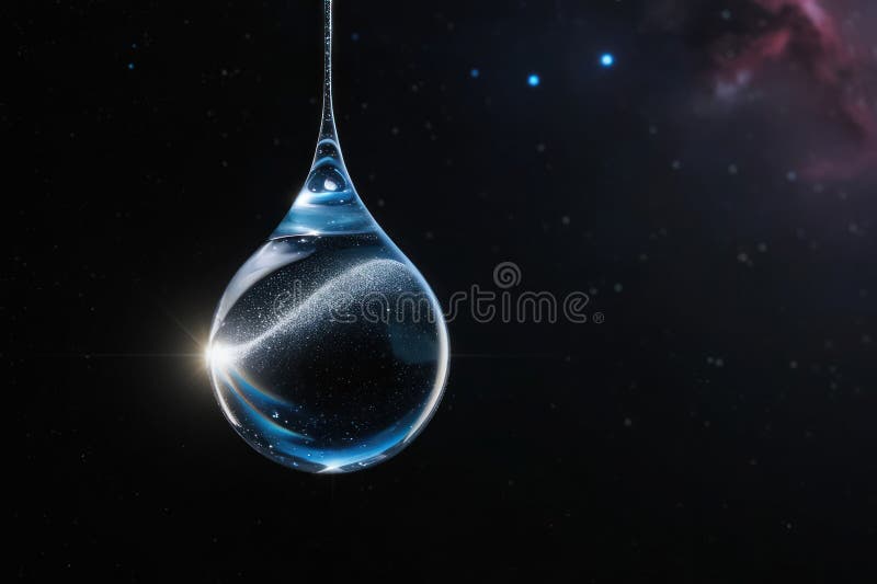 A Drop of Water with the Reflection of Stars and Galaxies Against the ...