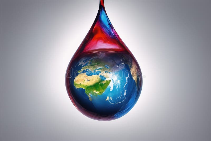 Drop of Water in the Shape of the World.drop of Water in the Shape of ...