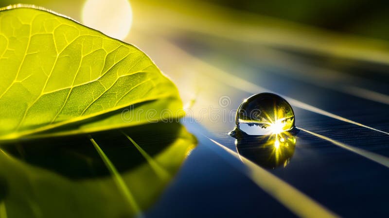 A Drop of Water Sitting on Top of a Green Leaf Stock Photo - Image of ...