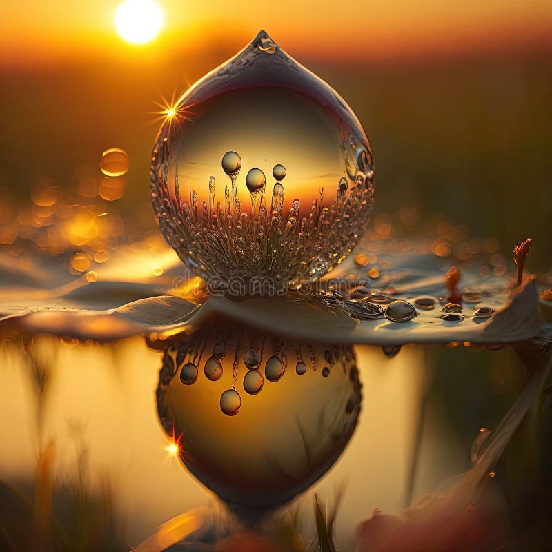 A Drop of Water Sitting on Top of a Puddle of Water. Stock Illustration ...