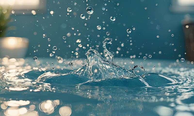 A Drop of Water Splashing in the Air. Stock Illustration - Illustration ...