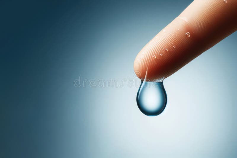A Drop of Water on the Tip of a Finger. Place for Text. Stock Image ...