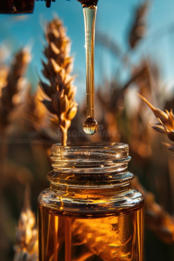 A Drop of Wheat Essential Oil. Selective Focus Stock Illustration ...