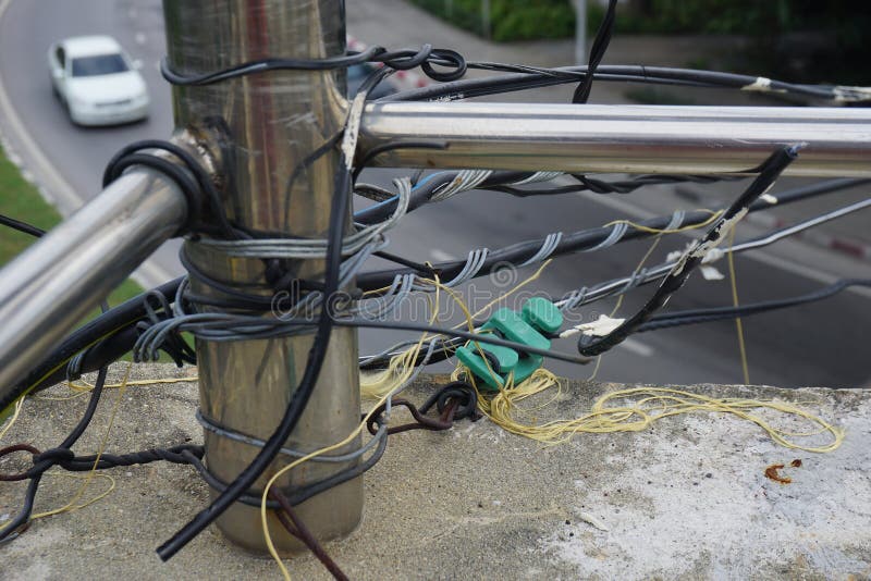 Drop Wire Clamp with Telephone Stock Photo - Image of industrial, clear ...