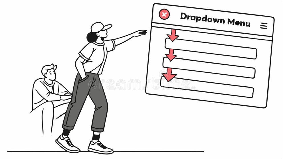 Dropdown Menu Interface, Web Design and User Interface Element Vector Design Generative AI Stock ...