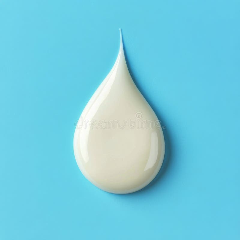 Droplet of Cream on a Light Blue Background Demonstrating Texture and ...