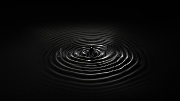 A Droplet Creates Ripples on Black Water Surface. Stock Image - Image ...
