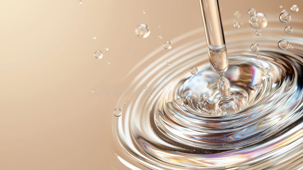 Droplet Creating Ripples on Smooth Water Surface with Reflection and ...