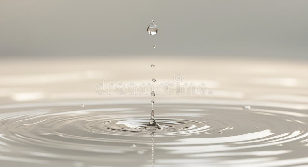 Droplet Falling on Calm Water Surface Creating Ripple Effects Stock ...