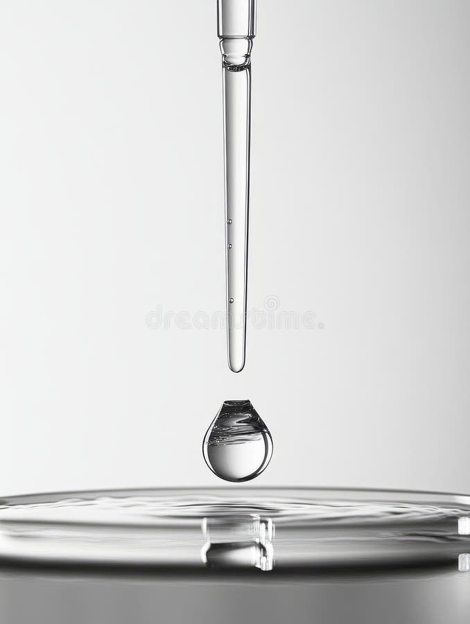 Droplet Falls from a Pipette into a Liquid Surface. Stock Image - Image ...