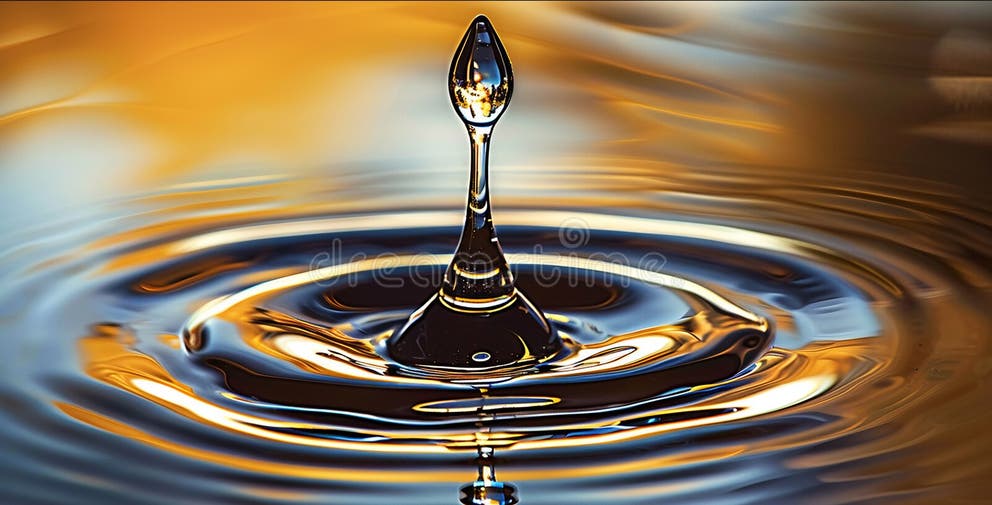 A Droplet Falls Reflecting Wave Patterns on Water, AI Generative Stock ...