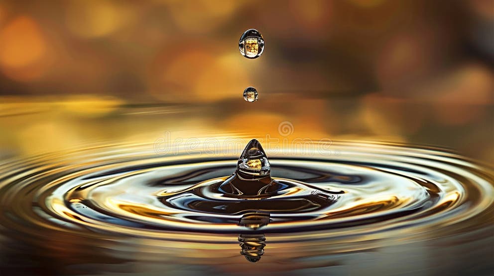 A Droplet Falls Reflecting Wave Patterns on Water, AI Generative Stock ...