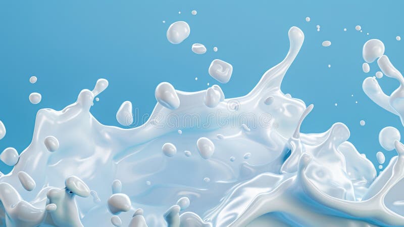Milk Splash on Blue Background Stock Illustration - Illustration of ...