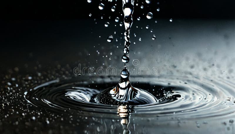Droplet Splash on a Dark Reflective Surface Stock Illustration ...