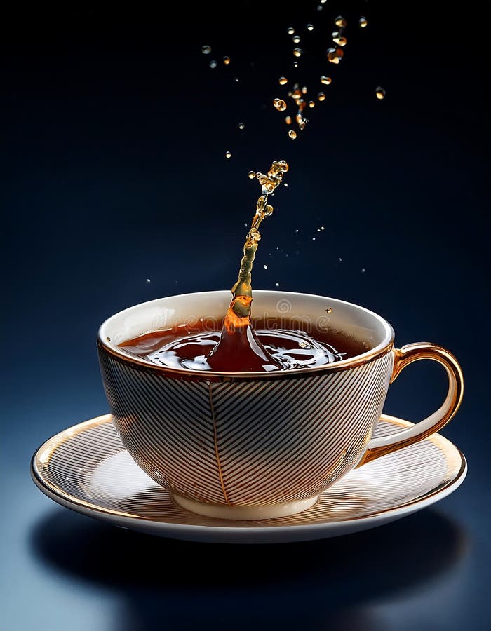 A Droplet Splashes into a Cup of Coffee, Creating a Dynamic Ripple ...