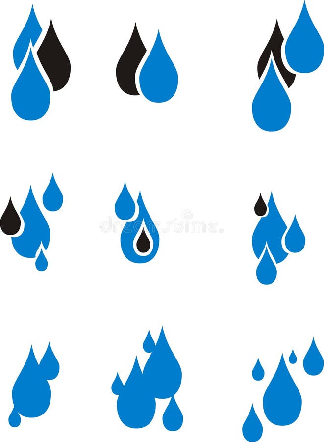 Water Drop Vector Shape Set. Waterdrop Icons. Aqua Droplets Templates ...