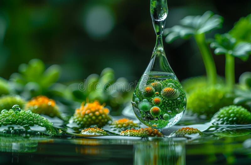 Droplet of Water is Falling on Green Plant Stock Image - Image of rain ...