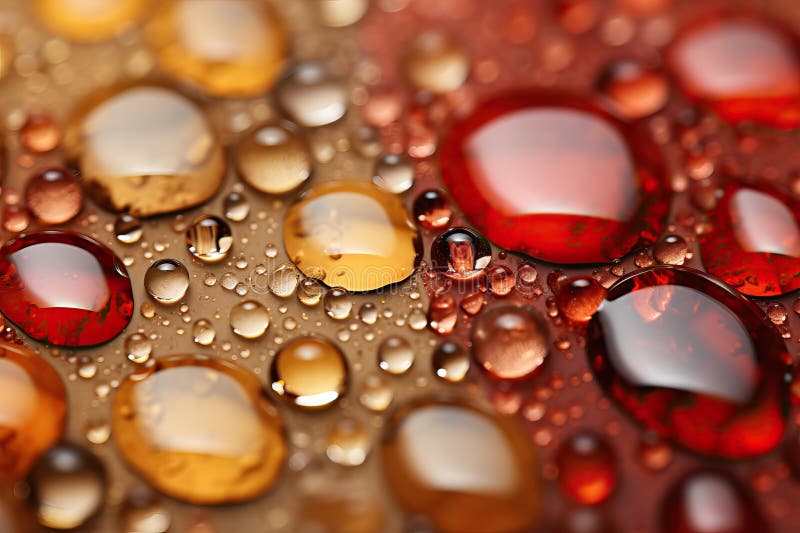 Droplets of Different Sizes and Round Shapes of Red and Bronze Color ...