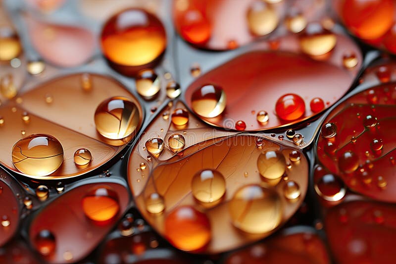 Droplets of Different Sizes and Round Shapes of Red and Bronze Color ...