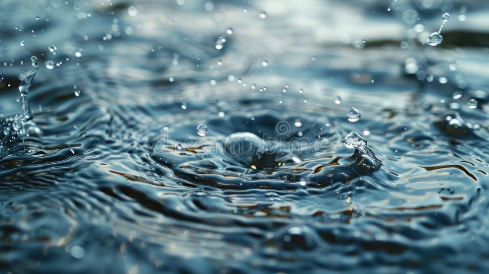 Ripples and Bubbles Creating Patterns on Calm Water Surface in Nature ...