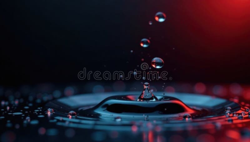 Droplets Falling from Sharp Edge Onto Black Background with Blurred ...