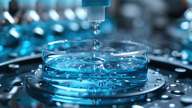 Droplets of a Liquid Falling into a Glass Container Stock Illustration ...