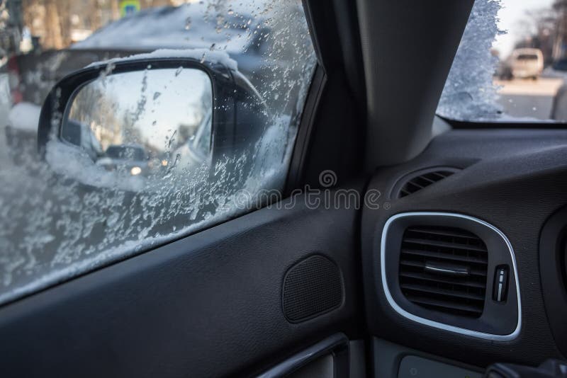 Droplets and Snowflakes on Car Window Stock Photo - Image of highway ...