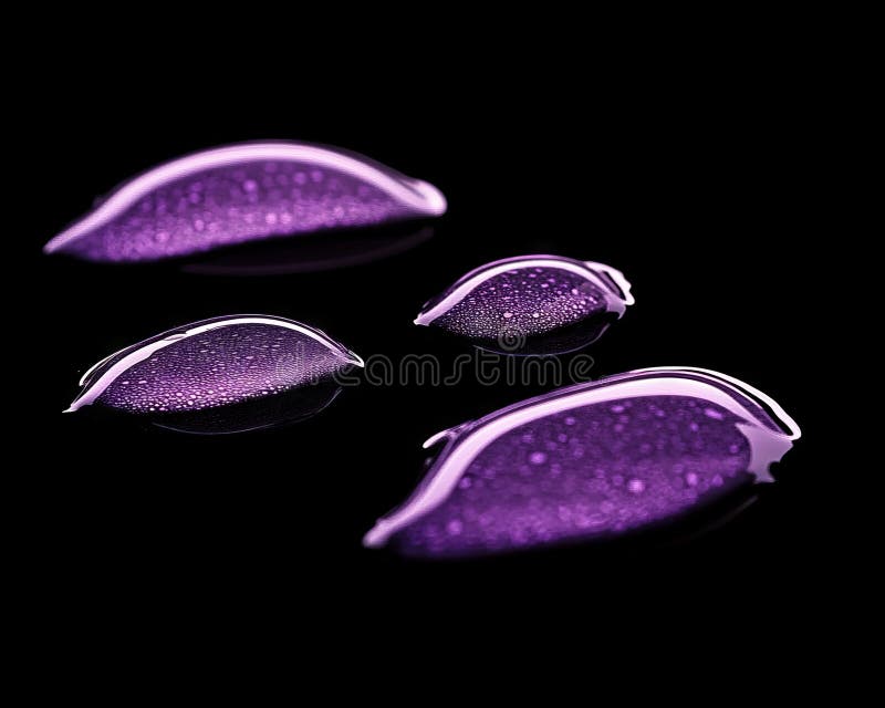 Droplets of Vibrant Purple Water on a Dark Surface Reflect the Light ...