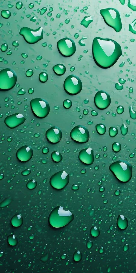 Droplets of Water Beading on a Metallic Emerald Green Surface ...