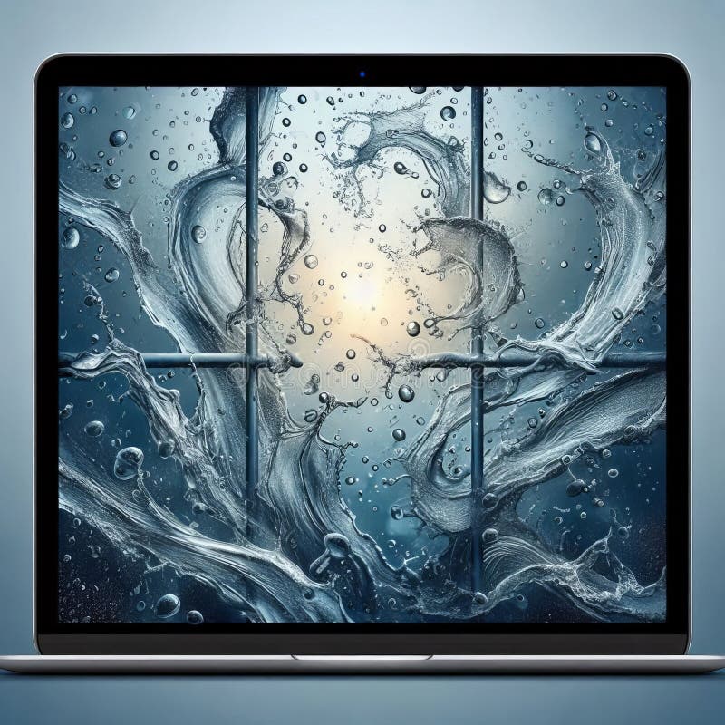 Droplets of Water Splashing Against a Window, Creating a Refres Stock ...