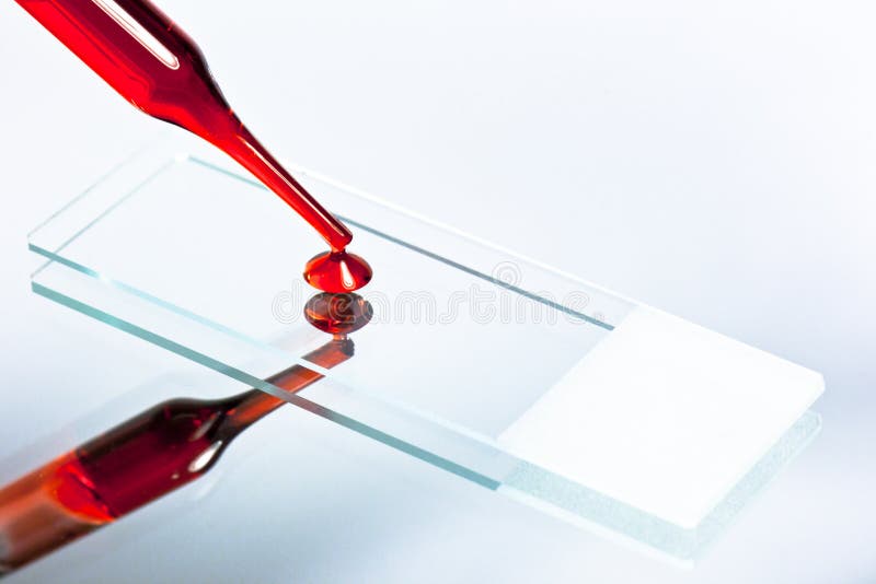 Dropped Blood Onto Microscope Slide 1 Stock Photo - Image of drop ...