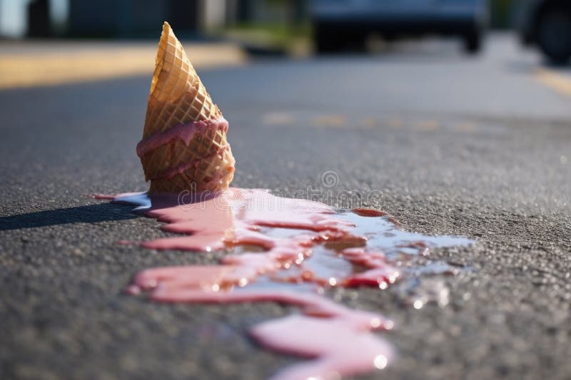 A Dropped Ice Cream Cone Staining a Clean Pavement Stock Image - Image ...