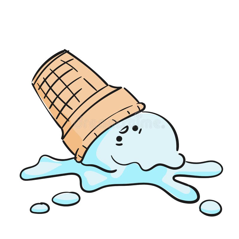 Dropped Ice Cream Doodle Two Scoops in Waffle Cone Isolated Clipart on ... Dropped Ice Cream Doodle Two Scoops in Waffle Cone Isolated Clipart on ...