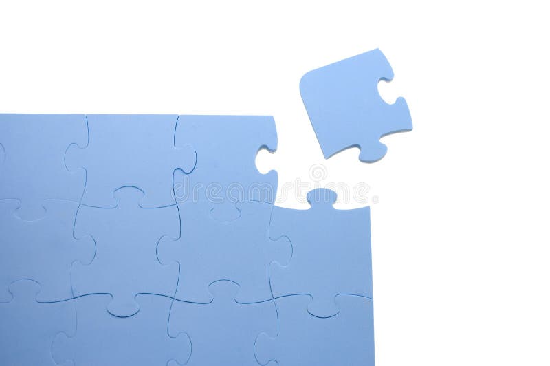 Dropped Out Part of a Blue Puzzle Stock Image - Image of leisure, lost ...