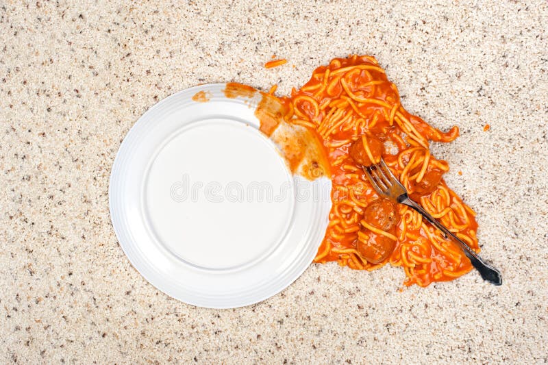 Dropped Plate of Spaghetti on Stock Photo - Image of ruined, stained ...