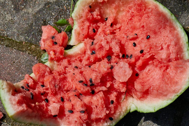 Dropped Watermelon on the Ground Stock Photo - Image of freshness ...