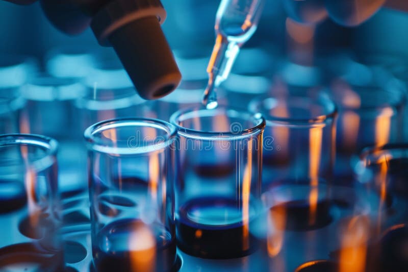 Dropper Adding Liquid To Test Tubes in a Lab Stock Illustration ...