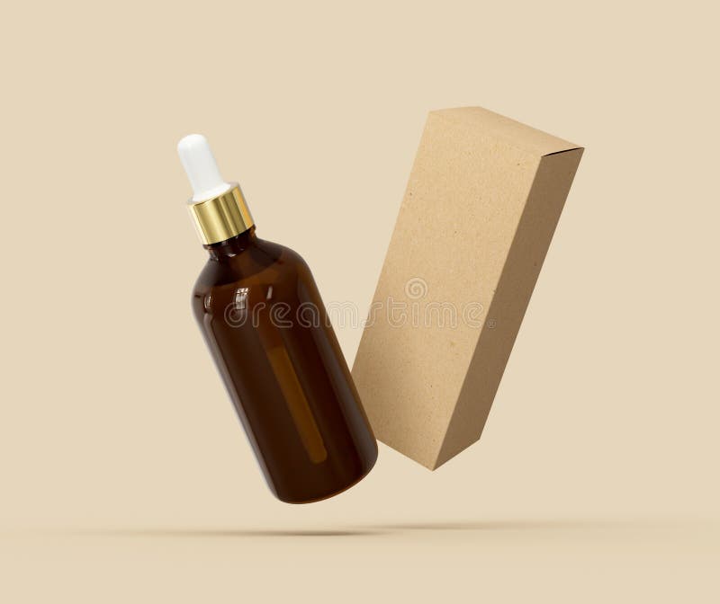 Dropper Bottle with Cardboard Packaging Box Mockup with Mockup Isolated ...