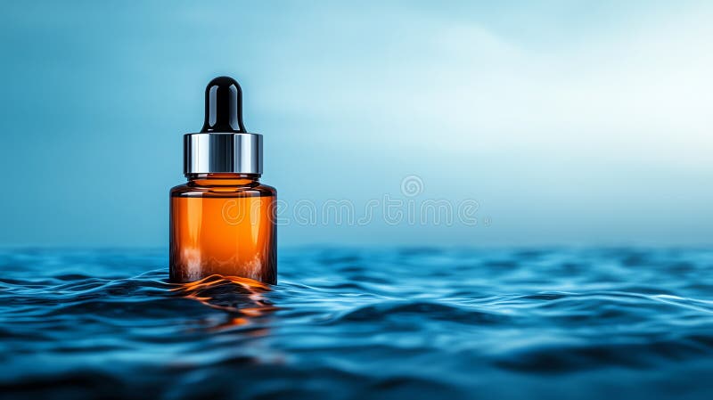 Dropper Bottle with Liquid, Calm Water Surface Stock Illustration ...